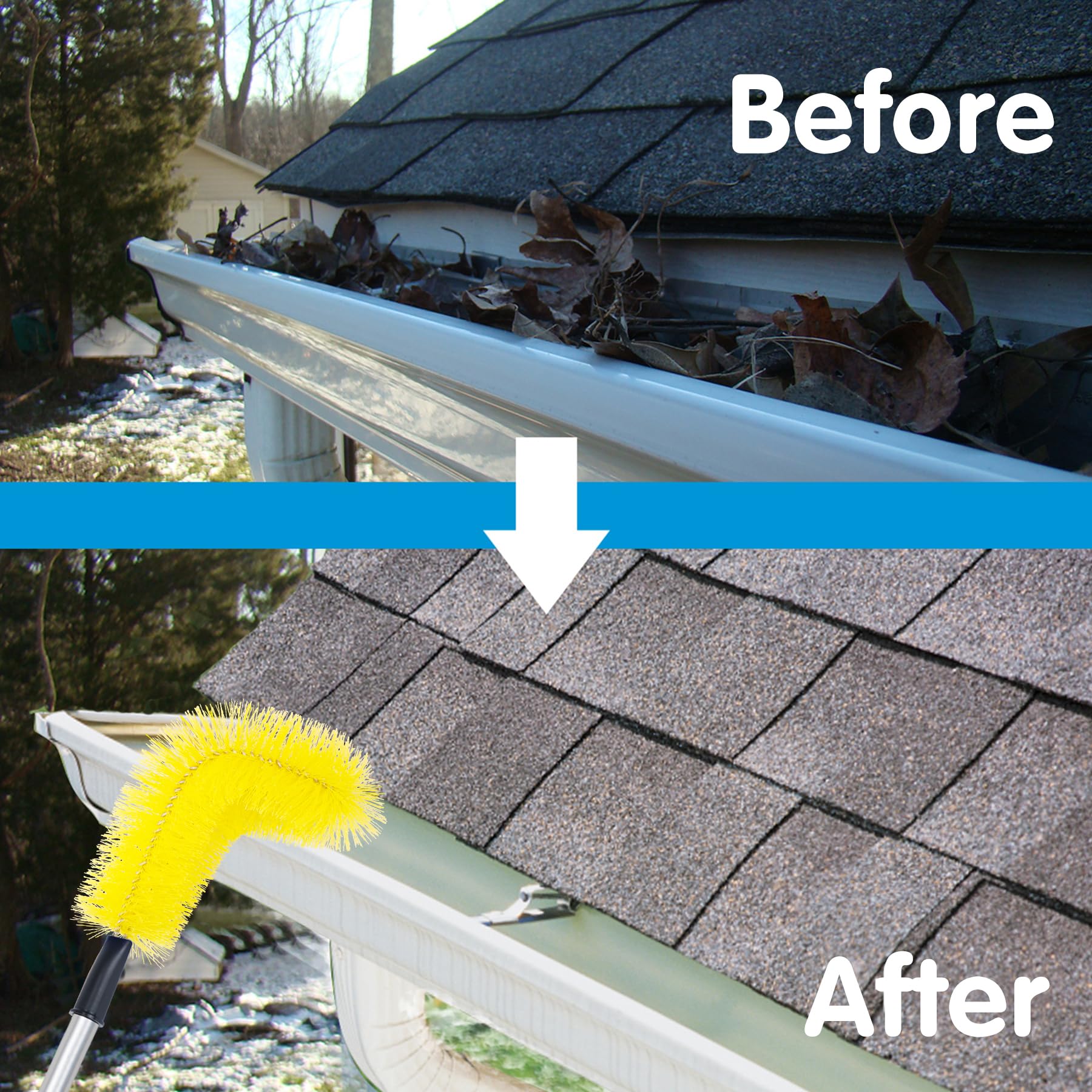 Air Jade Gutter Cleaning Brush, Extendable Roofing Gutter Cleaning Tools from The Ground, 5.5 Ft Long Gutter Cleaning Tool Easy Cleaning Leaves and Debris