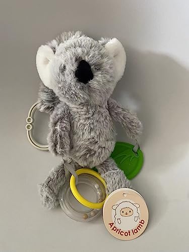 Apricot Lamb Baby Stroller or Car Seat Activity and Teething Toy, Features Plush Koala Character, Gentle Rattle Sound & Soft Teether, 8.5 Inches