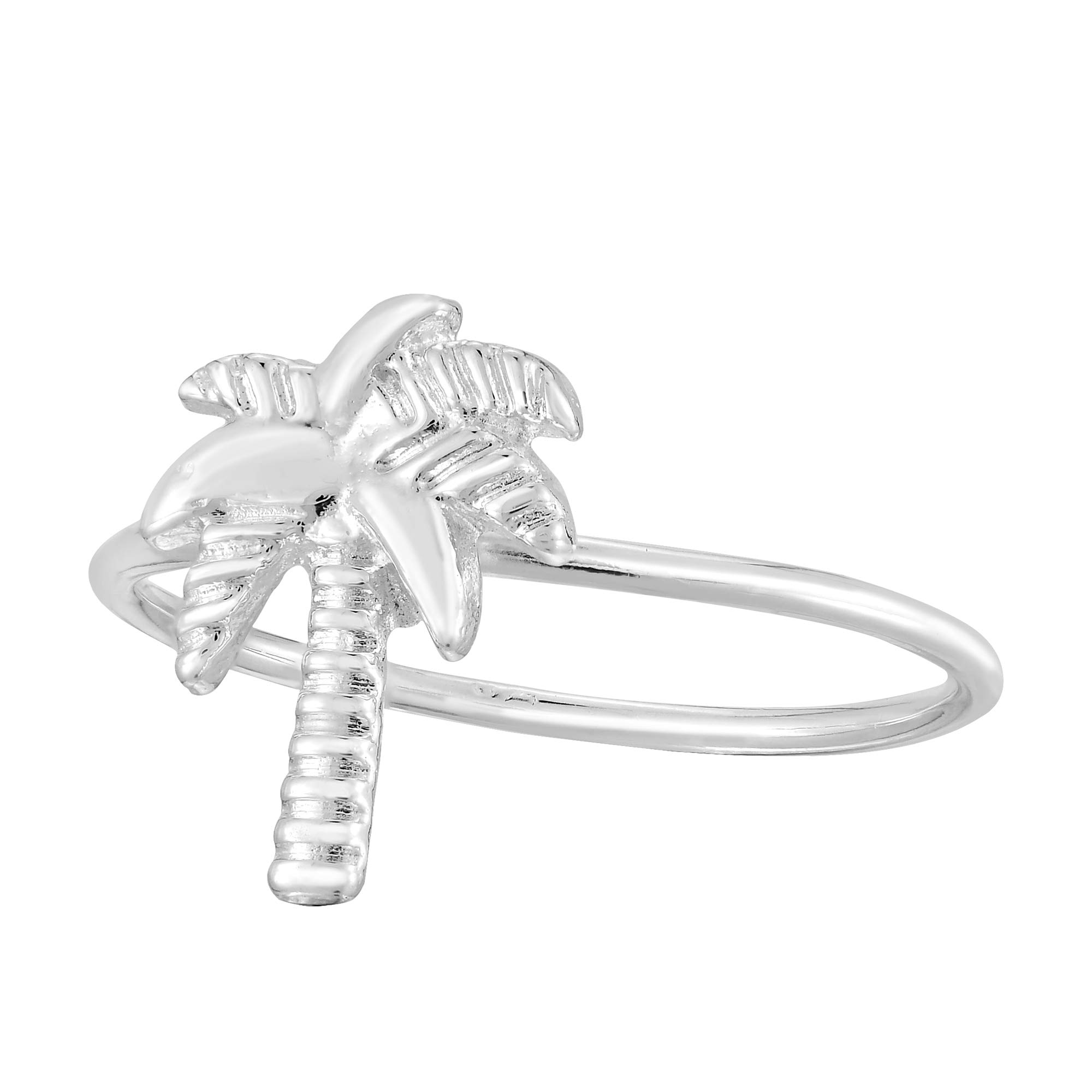 AeraVida Tropical Summer Coconut Palm Tree Charm .925 Sterling Silver Ring, Metal, not known