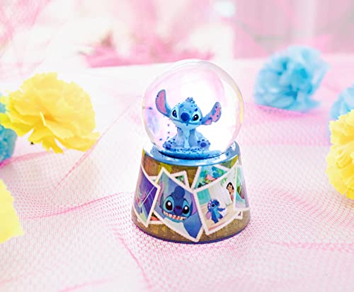 Disney Lilo & Stitch Vintage Photos Mini Light-Up Snow Globe with Swirling Glitter | 3 Inches Tall