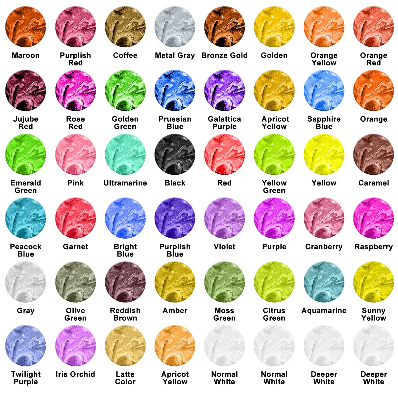 Alcohol Ink Set - 48 Vivid Colors, Concentrated Alcohol-Based Ink, Epoxy Resin Paint with Metallic Color Dye for Resin Coasters, Acrylic Painting, Tumbler Making,10ml Each