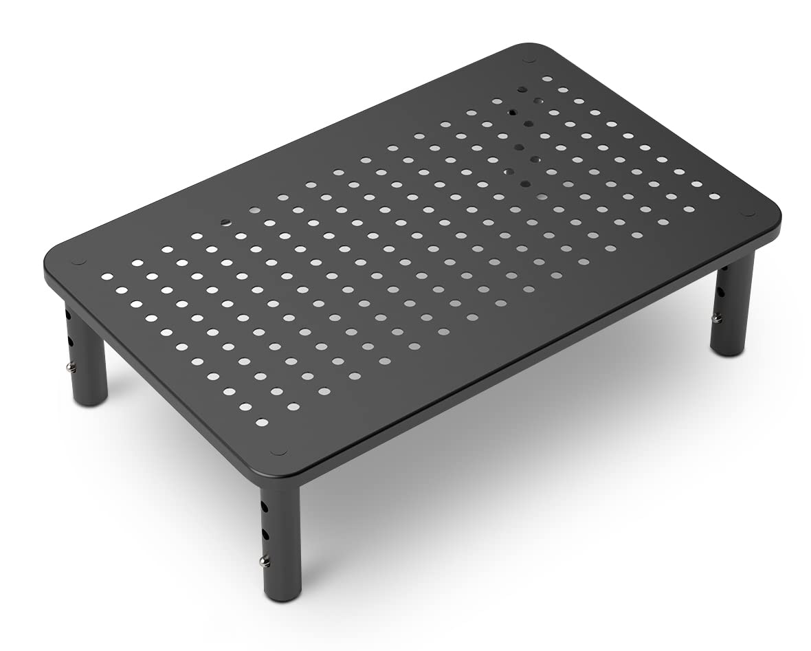 Premium PC Monitor & Laptop Stand with Sturdy, Stable Black Metal Construction. Fashionable Riser is Height Adjustable with Non-Skid Rubber. Perfect for Computer Monitor, iMac Stand, Computer Shelf