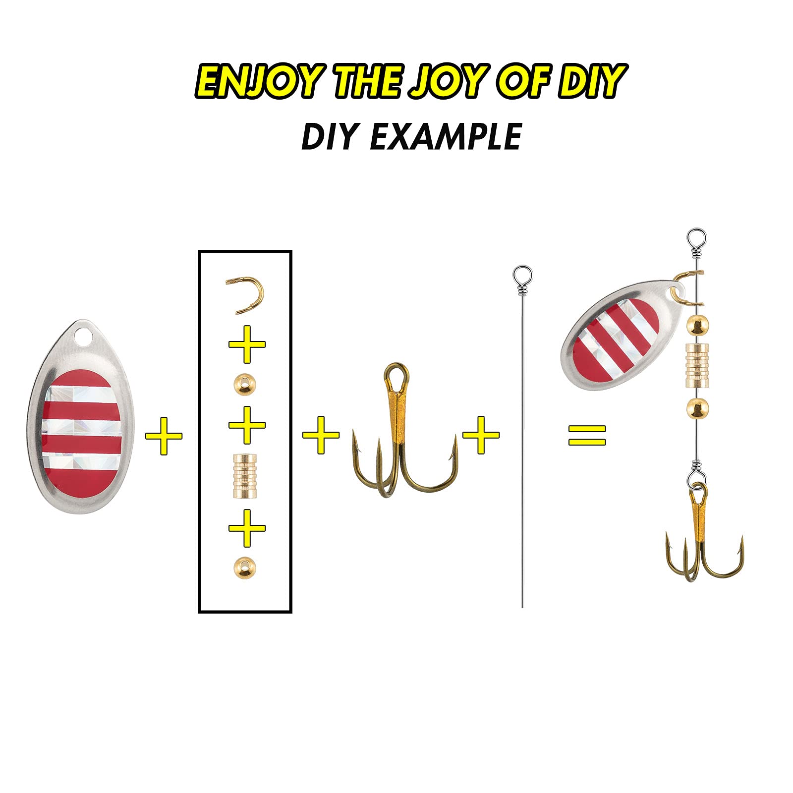 Alwonder 300PCS/Box DIY Spinnerbait Making Kit, Can Make 40PCS Spinnerbait, Lure Making Supplies Tackle Box with Tackle Spinner Making Kit Lure Making Supplies Walleye Rig