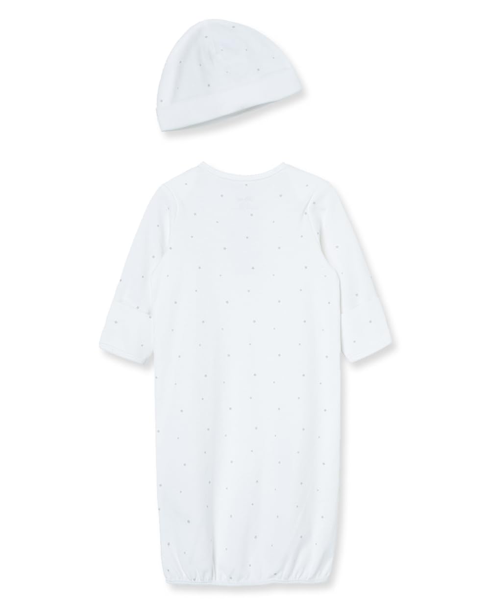 Little Me Baby Unisex Nightgown and Cap Set, White, 0-3 Months