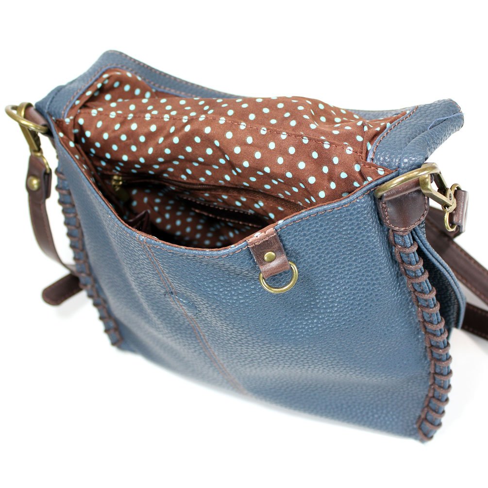 Chala Charming Crossbody Bag - Flap Top and Metal Key Charm in Navy Blue, Cross-Body or Shoulder (Coin Purse_Blue Bird)