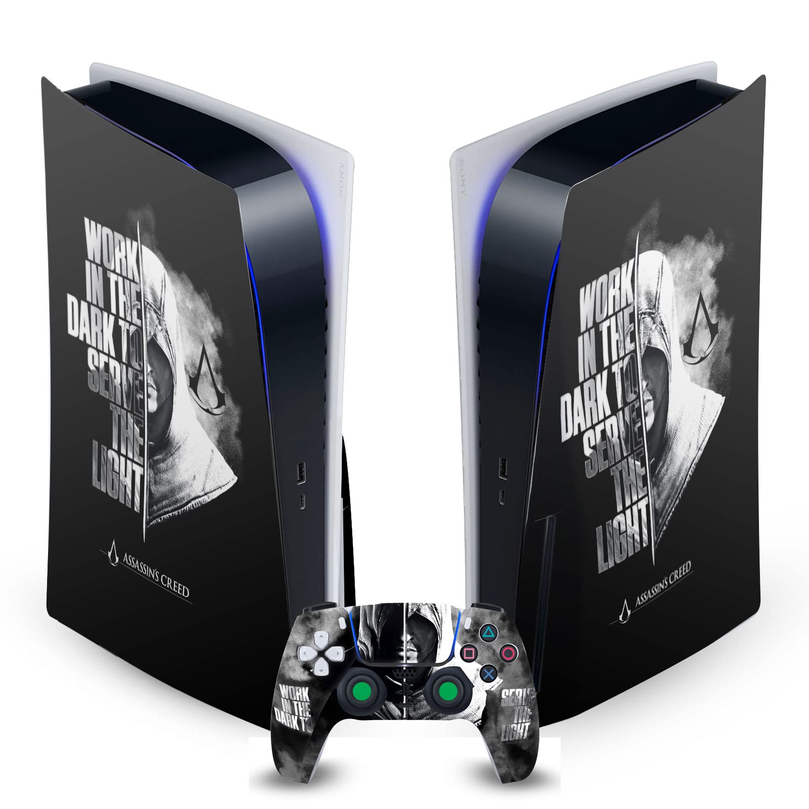 Head Case Designs Officially Licensed Assassin's Creed Half Legacy Typography Vinyl Faceplate Gaming Skin Decal Compatible With Sony PlayStation 5 PS5 Disc Edition Console & DualSense Controller