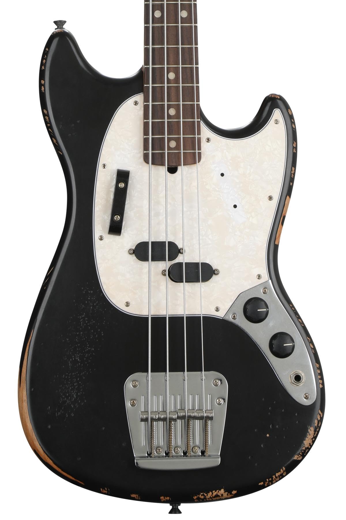 Fender JMJ Road Worn Mustang Bass, Black, Maple Fingerboard