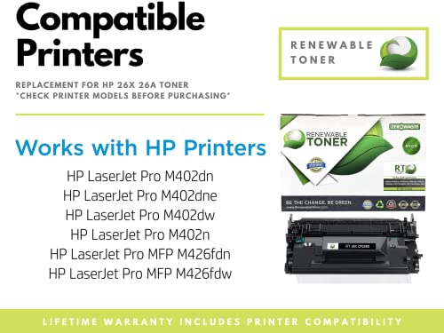 RT Compatible 26X MICR Toner High Yield Replacement for HP CF226X 26A CF226A | LJ Pro Printer MFP M426 M426fdw M426fdn M426dw M402 M402n M402dw M402dn | Check Printing Ink Cartridge