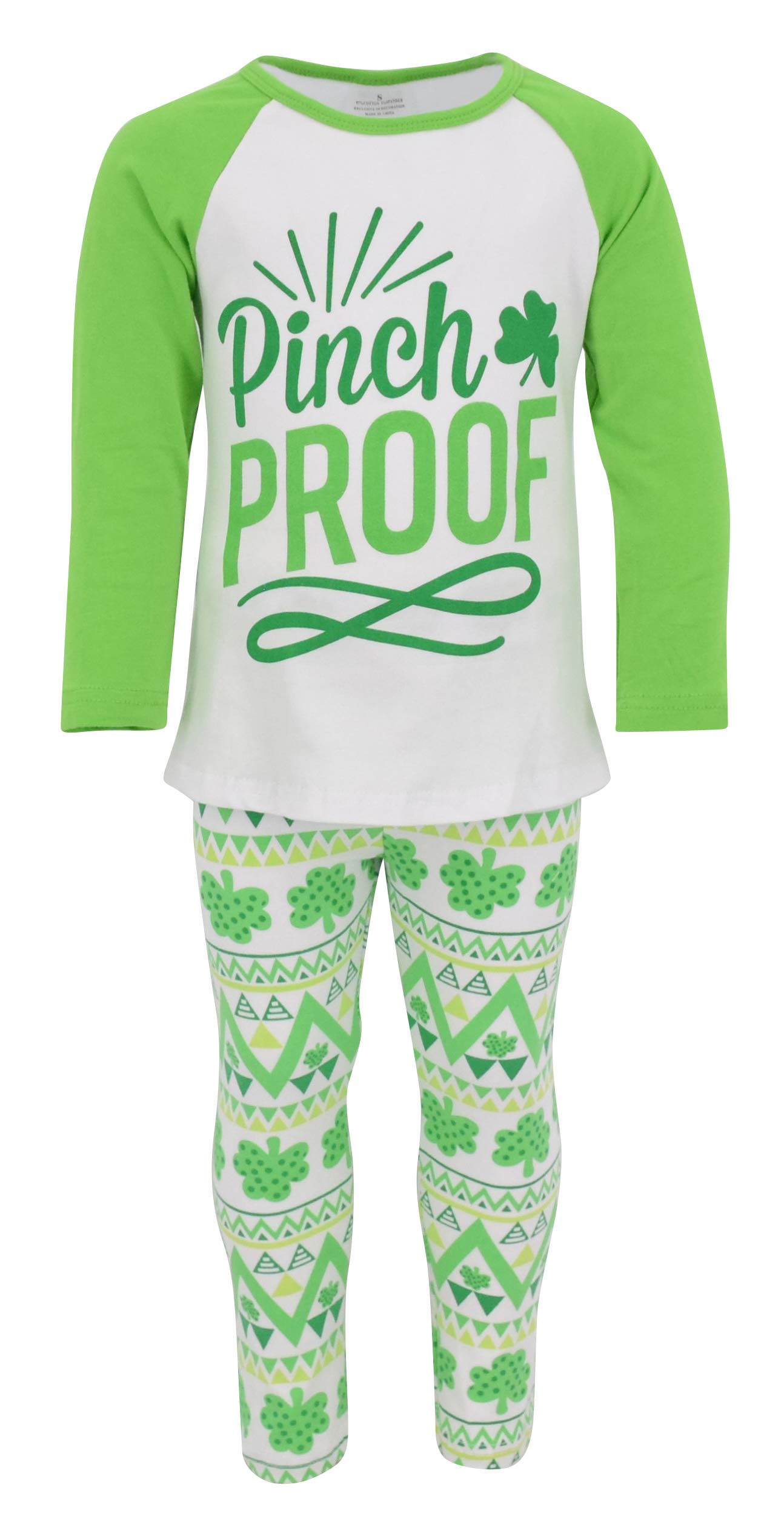 Unique Baby Girls St Patrick's Day Pinch Proof Legging Set (7/XXL, Green)