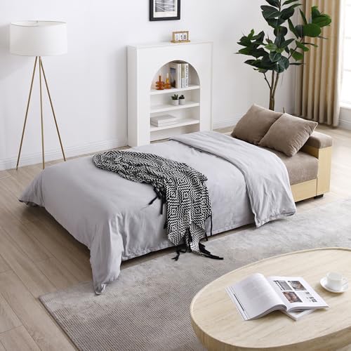 Ball & Cast 84.65" Sectional Sleeper Sofa Couch,Convertible Double Folding Couch Bed with Storage Ottoman and Arm,Reversible Loveseat W/Box & Drawer for Living Room,Apartment,Grey