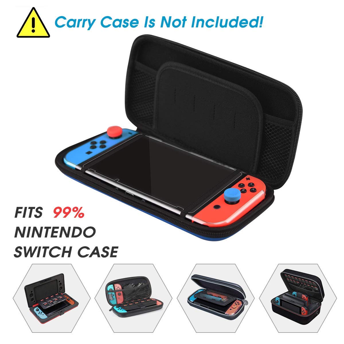 AISITIN Compatible with Nintendo Switch Case Dockable Clear Protective Case Cover for Nintendo Switch and Joy-Con Controller with a Switch Tempered Glass Screen Protector and Thumb Stick Caps