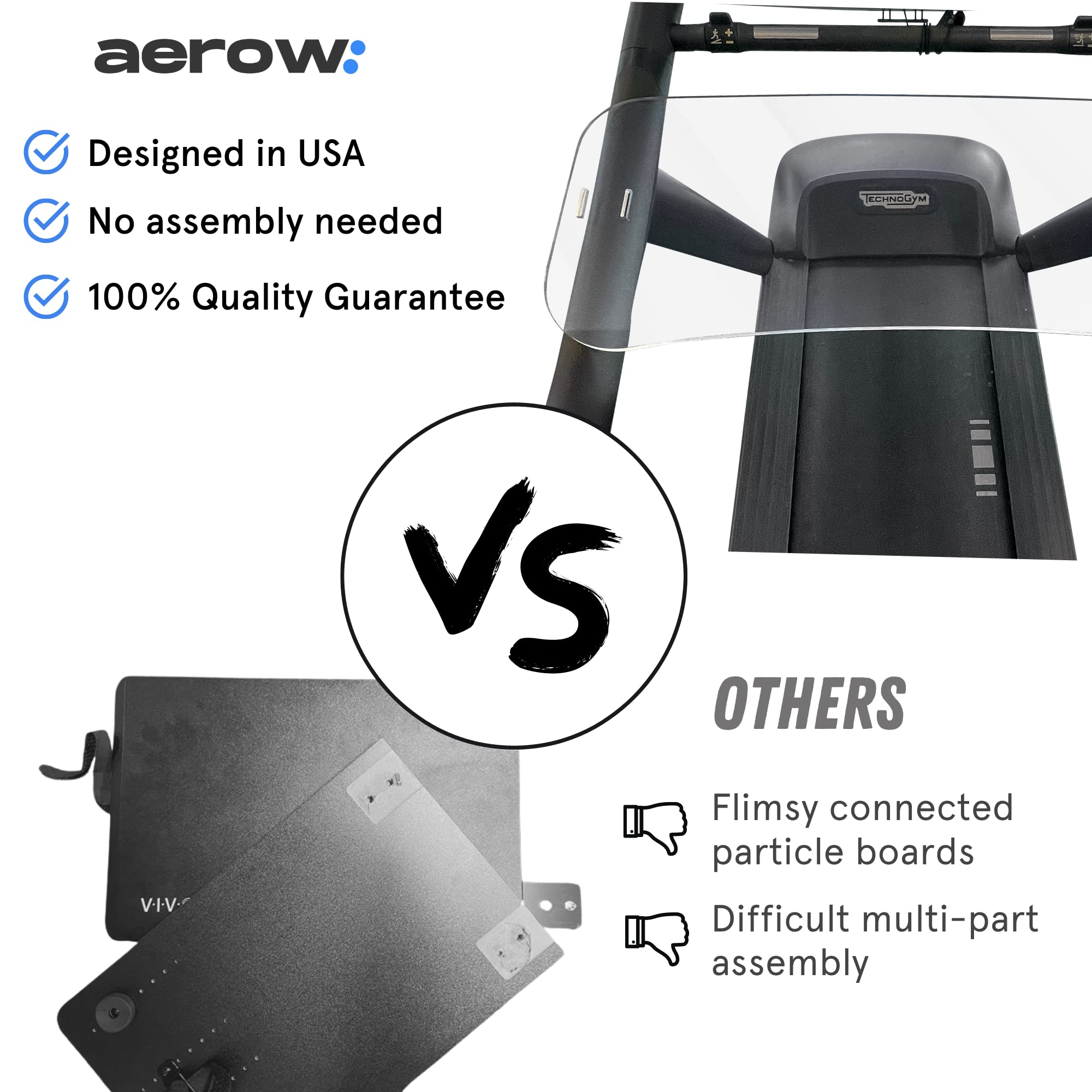 AEROW Treadmill Desk Attachment - Clear Treadmill Laptop Holder - Universal Fit 36" Treadmill Table & Exercise Workstation