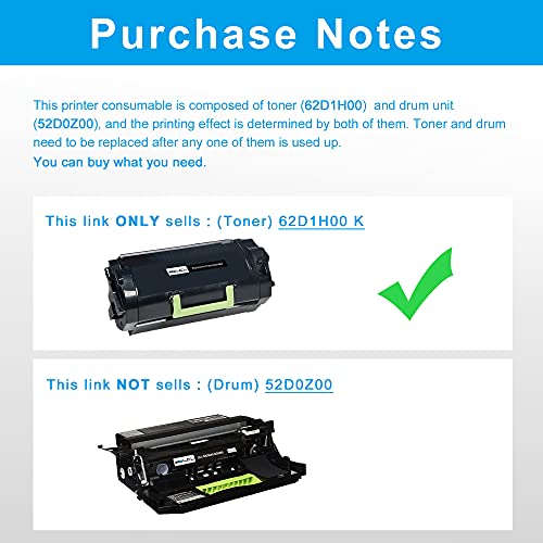 LCL Compatible Toner Cartridge Replacement for Lexmark 621H 62D1H00 62D1000 25000 Pages MX710DE MX710DHE MX711DE MX711DHE MX711DTHE MX810DE MX810DFE MX810DPE MX810DME MX810DTE MX810DT (1-Pack Black)