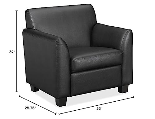 HON Tailored Soft Thread Leather Club Chair, Black