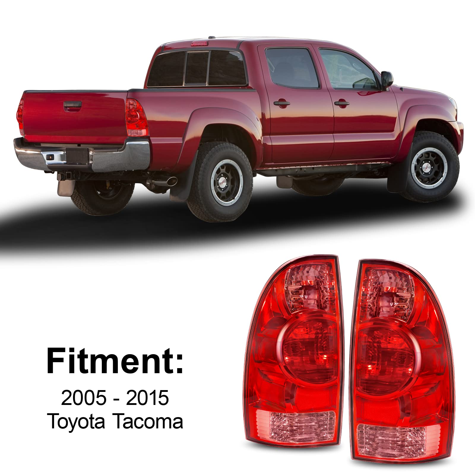 ALZIRIA Tail Light Rear Lamp Compatible With 2005 2006 2007 2008 2009 2010 2011 2012 2013 2014 2015 05 06 07 08 09 10 11 12 13 14 15 Toyota Tacoma Brake Light Driver Side And Passenger Side