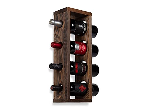 Rustic State Sonoma Wall Mounted Wood Vertical Wine Rack Holder Storage Shelf Organizer for 4 Bottles - Home, Kitchen, Dining Room Bar Décor - Walnut