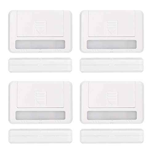 Amagle 4 Pack Magnetic Door Open Sensor Cupboard Drawer Closet Light Battery Operated Automatic Turn On Cabinet Light Stick Led Puck Lights Lighting for Wardrobe Kitchen Basement Trunk