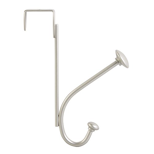 InterDesign Pello Over Door Organizer Hook for Coats, Hats, Robes, Clothes or Towels โ Dual Hook, Satin