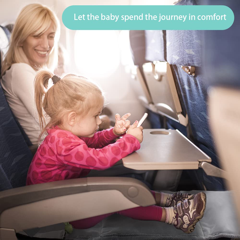 Airplane Footrest for Kids-Portable Toddler Travel Foot Hammock Airplane Seat Extender Leg Rest for Children (Gray)