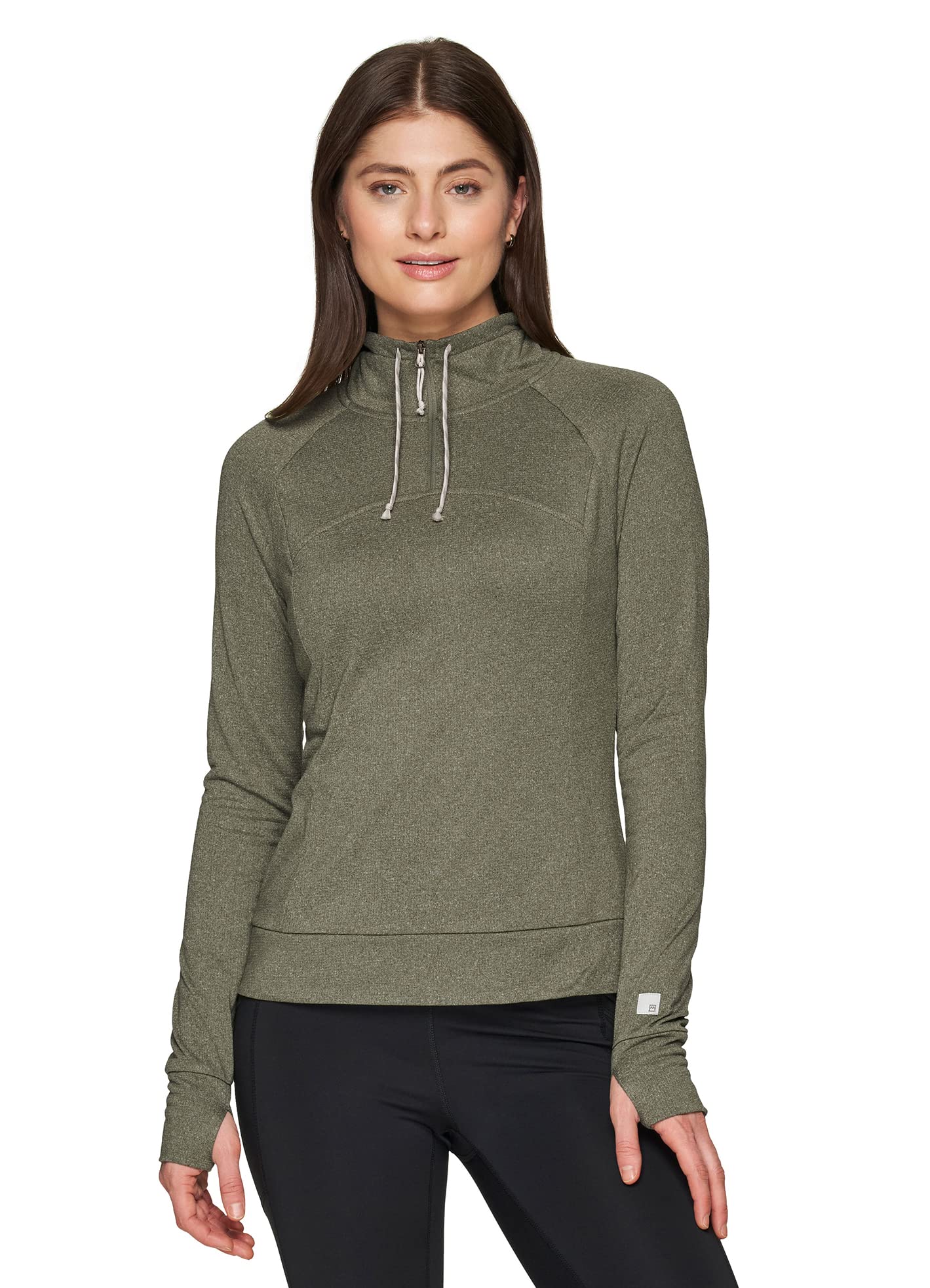Avalanche Women's Long Sleeve Lightweight Thermal 1/4 Zip Hiking Top Olive Heather L