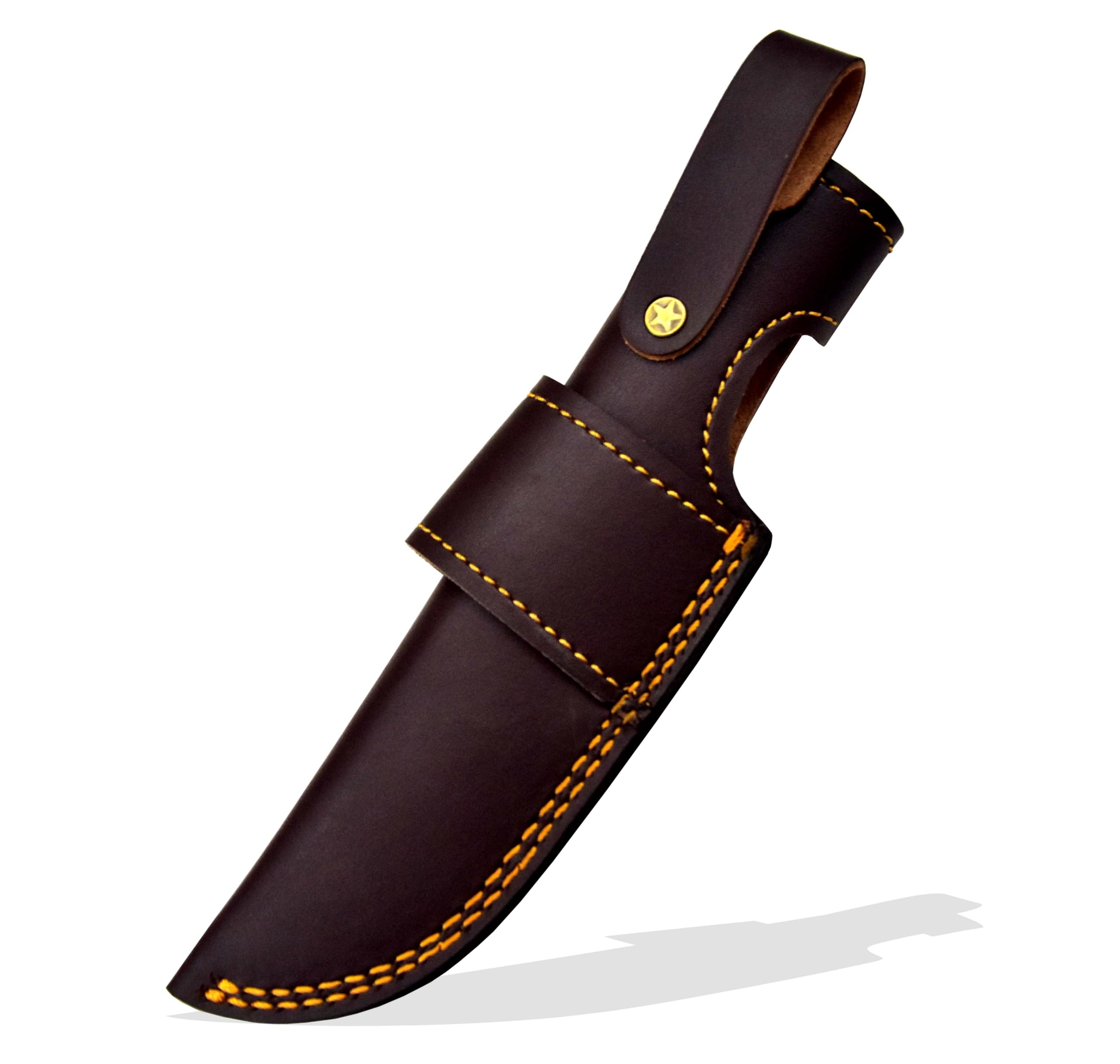 Hercules Knives Custom Leather Sheath Tooled Leather Sheath/Hunting Knife Sheath Universal Leather Knife Sheath Sheath Fit up to 6.0" Blade 100% Real Laether (Dark Brown)