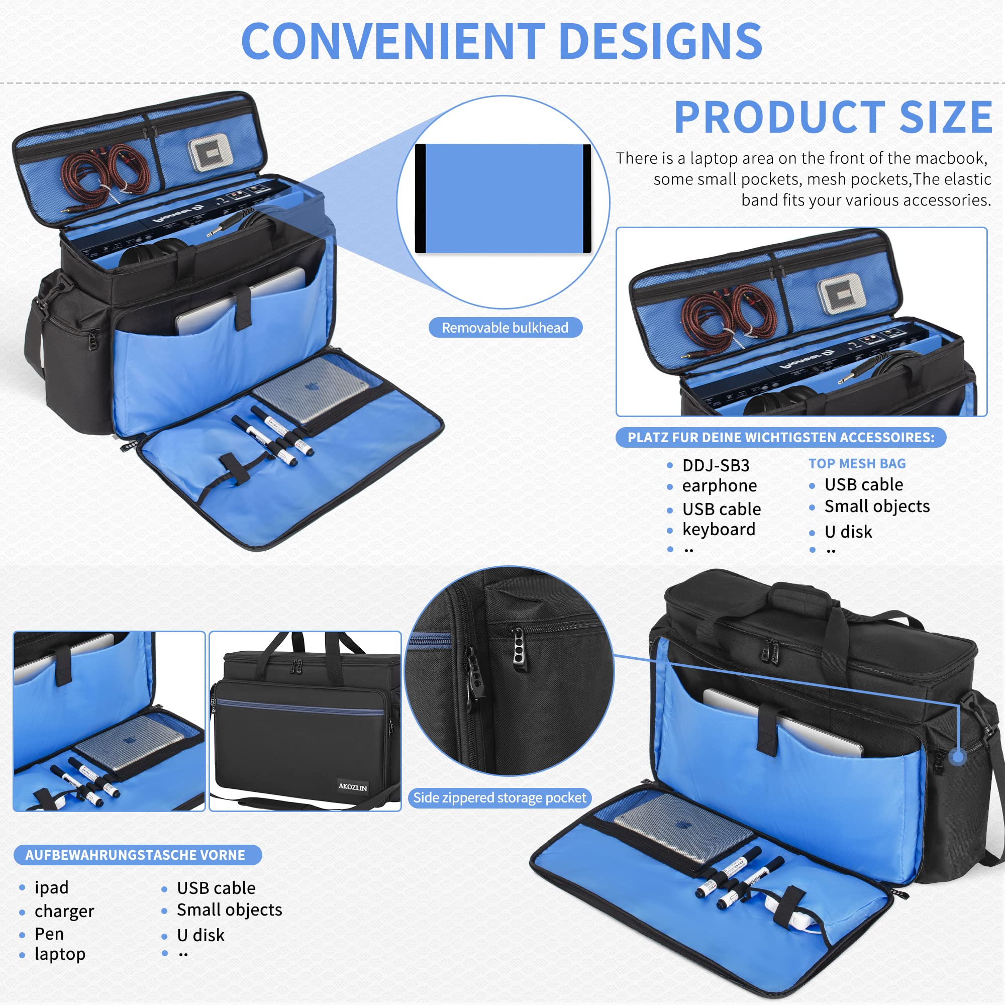 AKOZLIN Protector Gig Bag Fit For Pioneer Flx 4 DDJ DJ Lite SB 2 3 SB2 SB3 DJ 400 DJ RB Controller Travel Bag