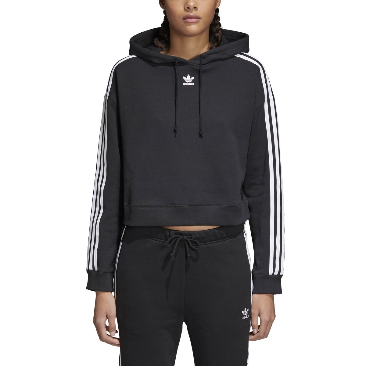 adidas Originals Women's Cropped Hoodie, Black, XL