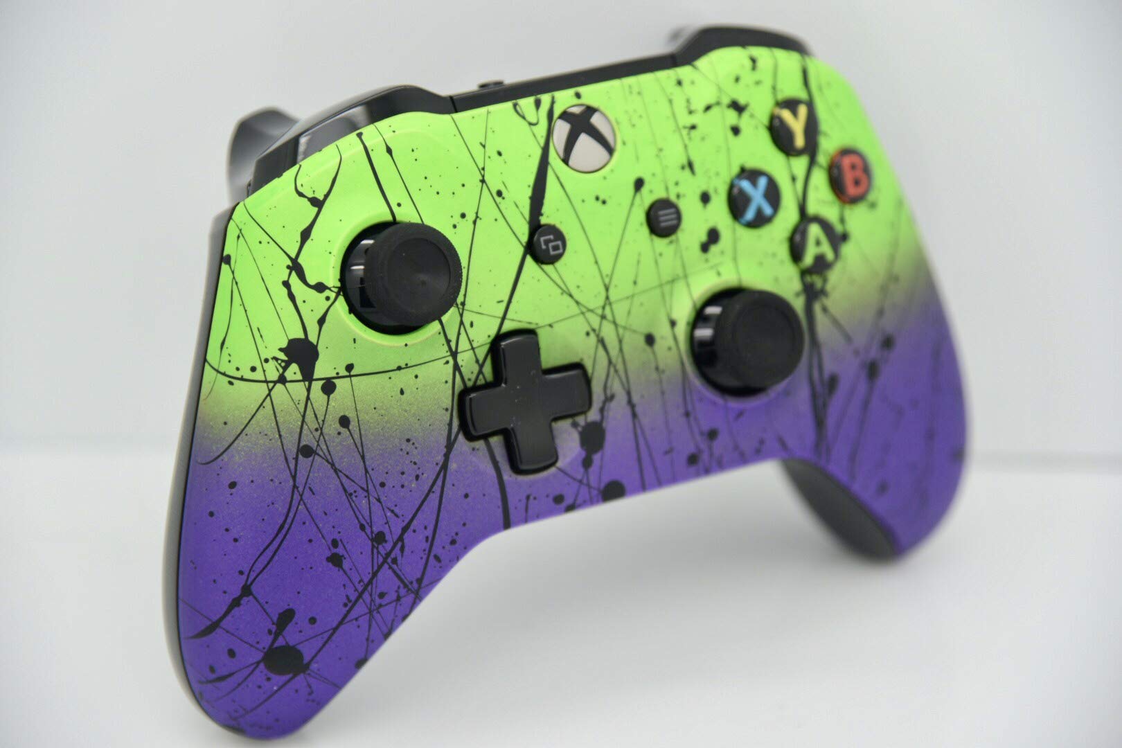 Hand Airbrushed Fade Custom Controller - Compatible with Xbox One (Matte Green & Purple)