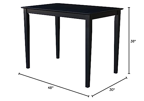 International Concepts Solid Wood Dining Table with Shaker Legs, 48 by 30 by 36-Inch, Black