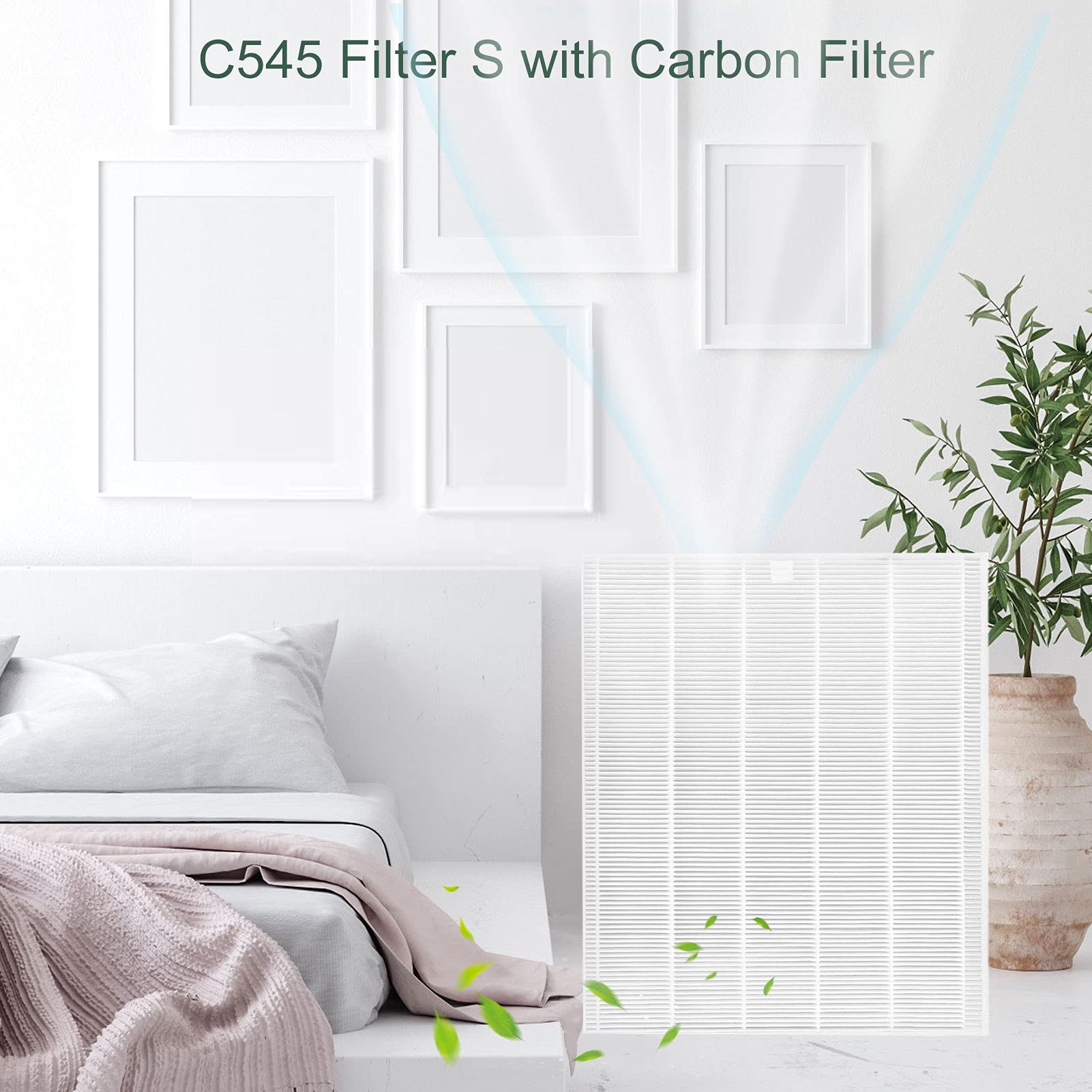 FFsign C545 True HEPA Replacement Filter S for Winix C545, 2 Pack H13 Grade 1712-0096-00 Filter S & 10 Pack Activated Carbon Filters