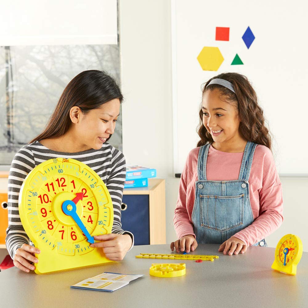 hand2mind Number Line Clock for Demonstration, Math Manipulatives for Counting Numbers and Telling Time, Montessori Toys for Toddlers, Learning to Tell Time Clock, Kindergarten Homeschool Supplies