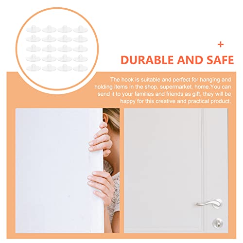 Cabilock 100pcs Decorations Coat Outdoor Heavy U Suction Self Kitchen Seamless Transparent Suspension Drop Hooks , Binding Clear Plastic .cm with Adhesive Disc Ceiling Holders
