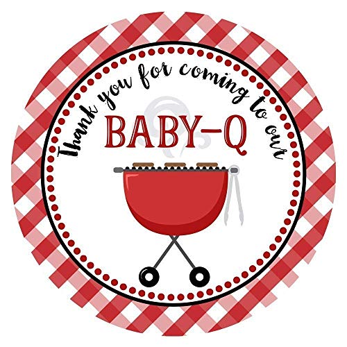 Baby Q Sticker Labels by Adore By Nat - Co-Ed Baby Shower for Couples - Coed Party for Mom and Dad - Set of 30
