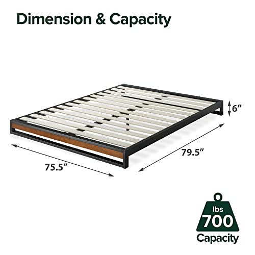 ZINUS GOOD DESIGN Award Winner Suzanne 6 Inch Bamboo and Metal Platforma Bed Frame / No Box Spring Needed / Wood Slat Support, Chestnut Brown, King