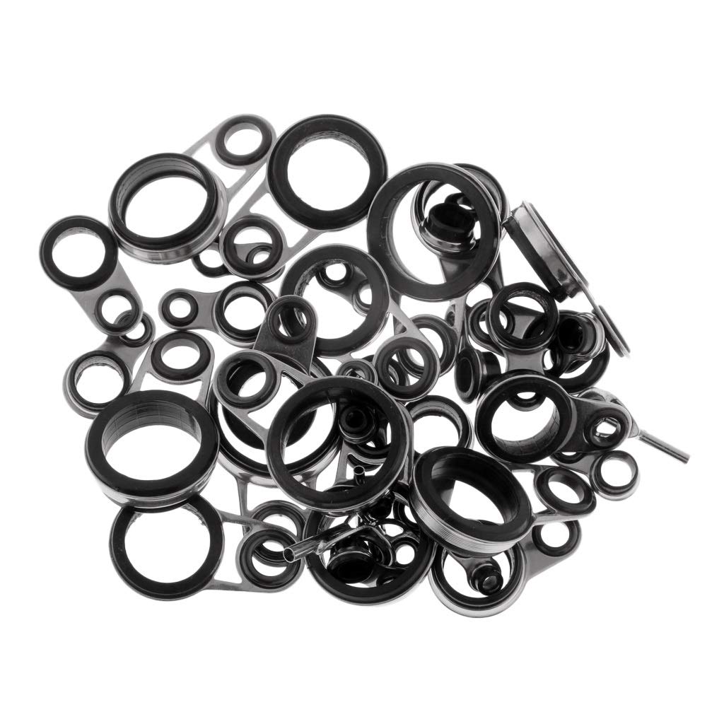 AFANGMQ 37Pcs Telescopic Fishing Rod Guides Top Ring Set Rod Repair Kit Mixed Sizes