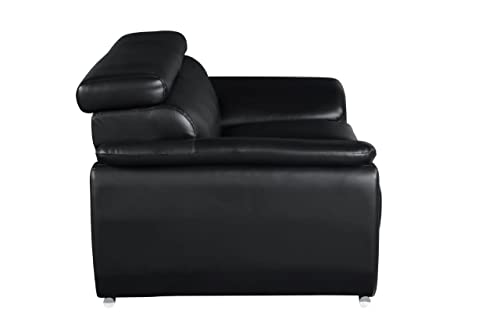 Blackjack Furniture 4571 Veal Collection Leather Upholstered Modern Living Room Loveseat, Black
