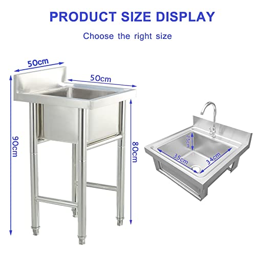 ALEEJA Stainless Steel Prep & Utility Sink w/Faucet, Compartment Commercial Kitchen Sink for Restaurant, Kitchen, Laundry, Garage
