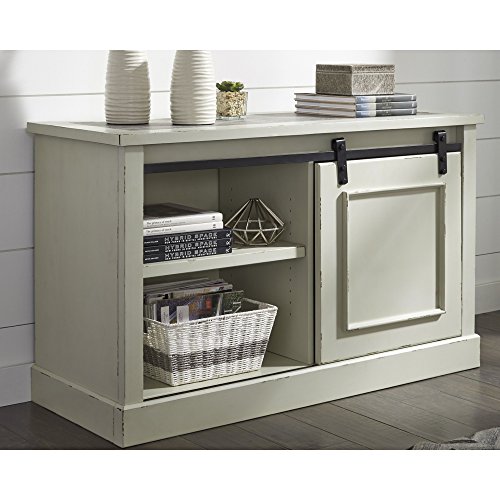 Signature Design by Ashley Jonileene Farmhouse 50" Credenza with Sliding Barn Door, Distressed White