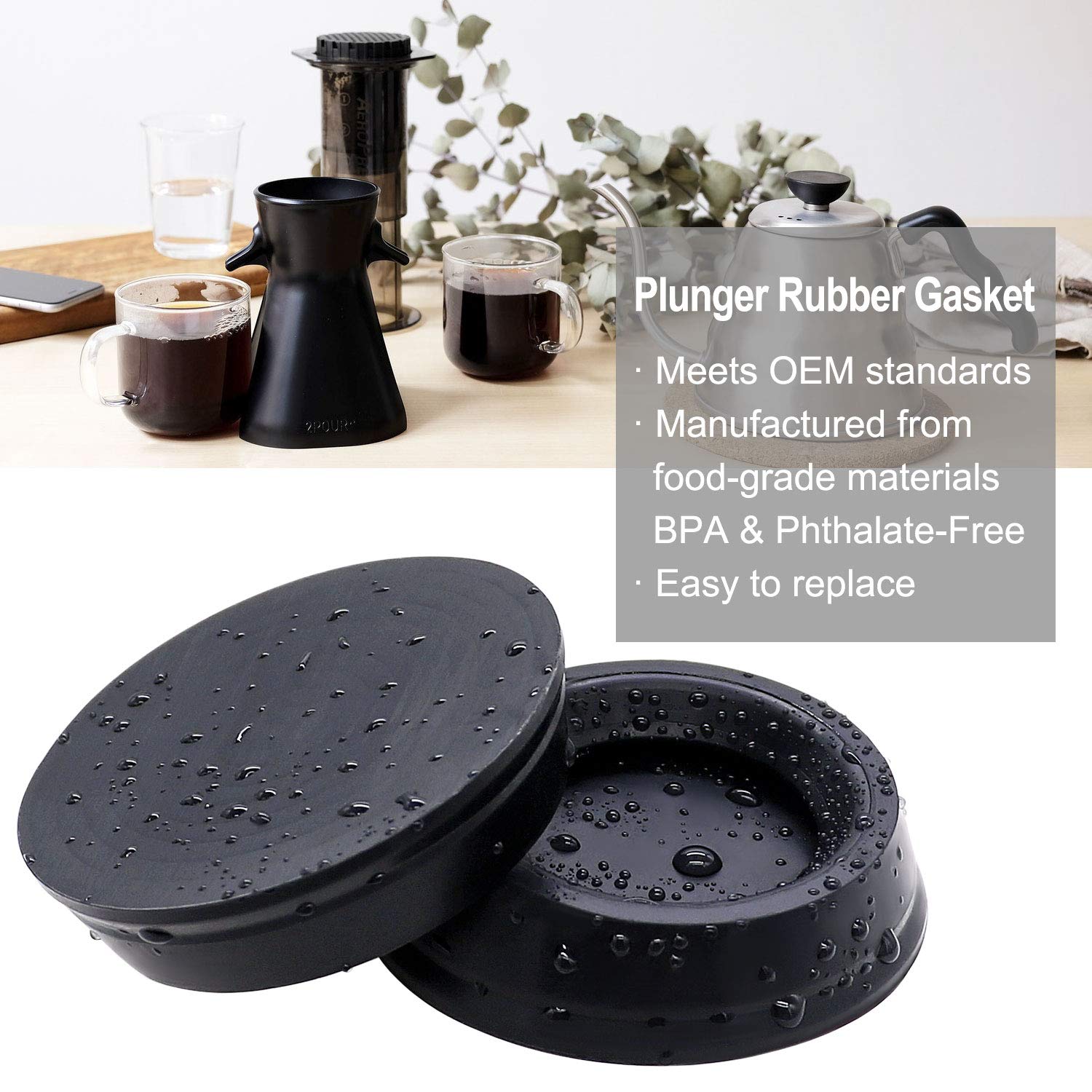 AMI PARTS Plunger Rubber Gasket Replacement Part for AeroPress Coffee and Espresso Maker (2pc)