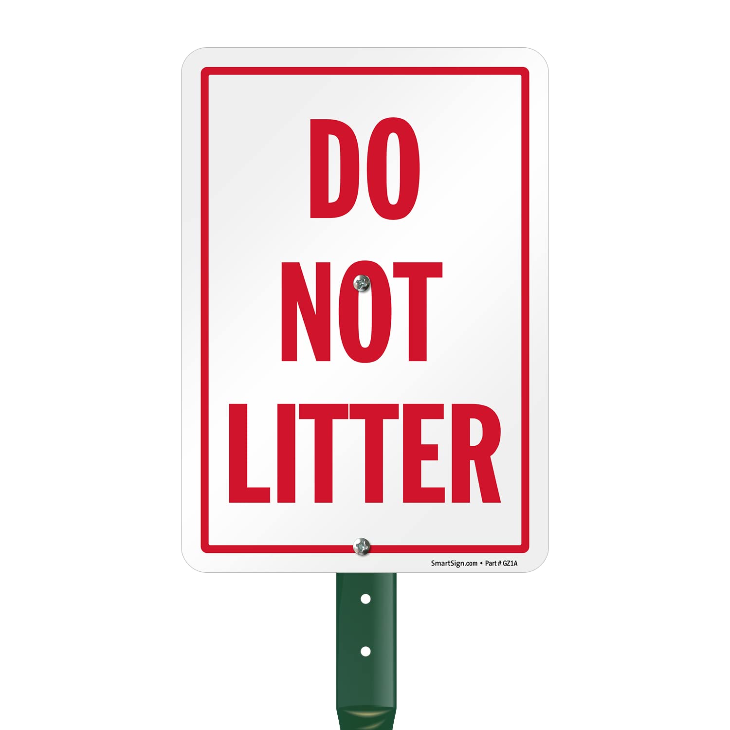 SmartSign 10 x 7 inch āDo Not Litterā LawnPuppy Yard Sign and 18 inch Stake Kit, 40 mil Laminated Rustproof Aluminum, Red and White, Set of 1, Made in USA