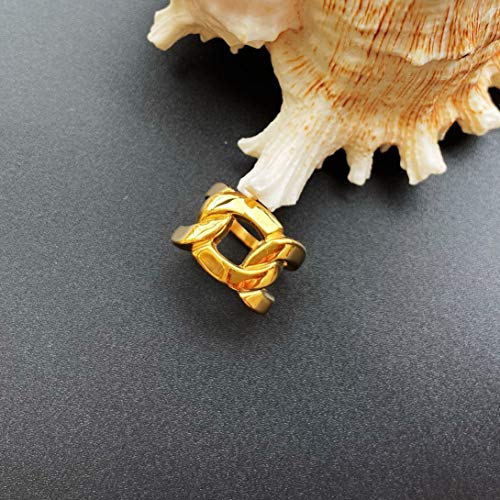 ailov Extra Large Gold Chain Ring for Women Minimal Wide Thick Braided Statement Cigar Index Thumb Band (Gold, 8)