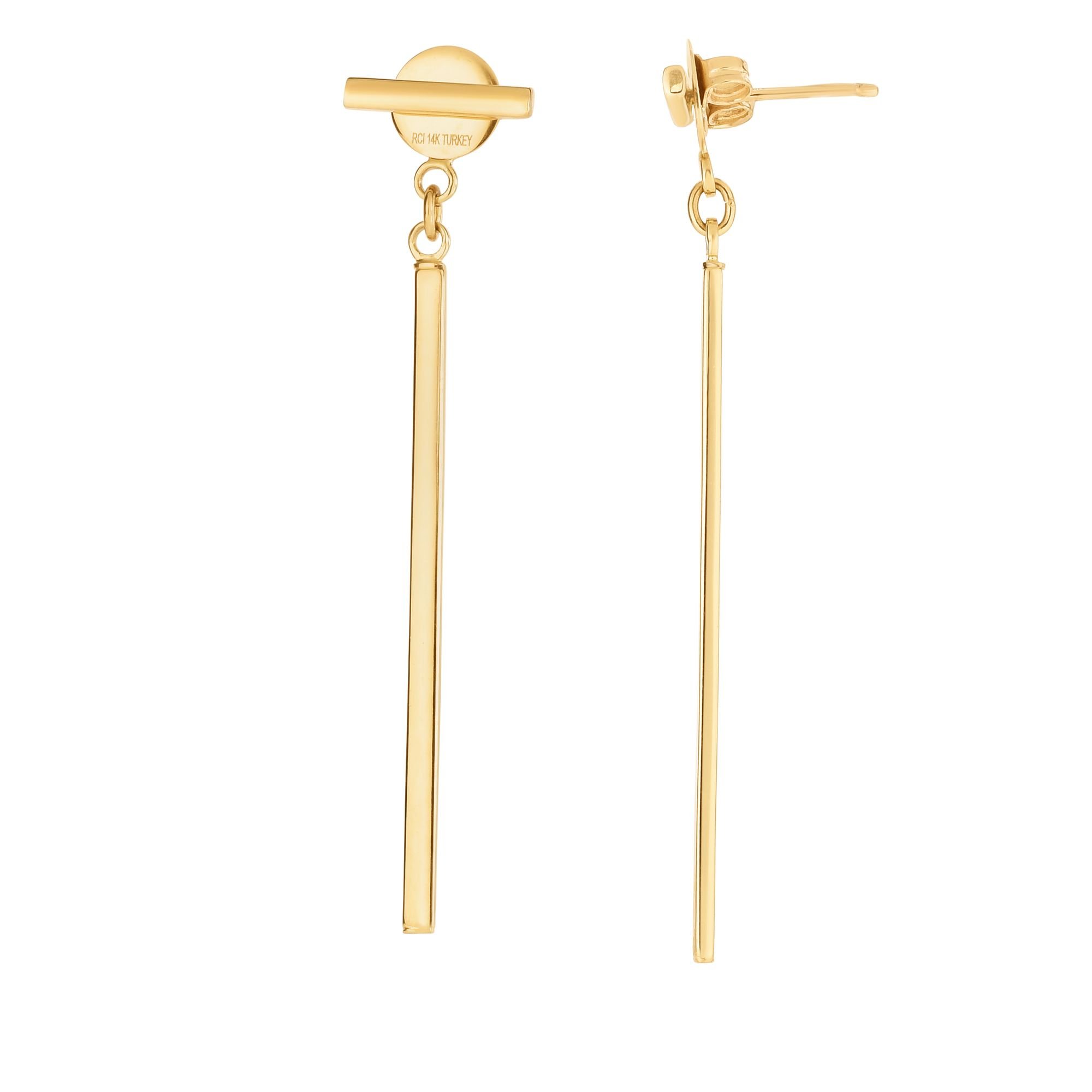 Aleksa Ladies 14K Yellow Gold Shiny Long Puffed Teardrop Drop Earrings