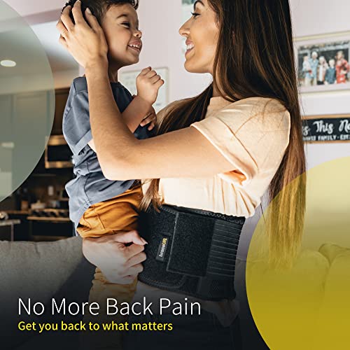 Back Brace by BraceUP for Men and Women - Breathable Waist Lumbar Lower Back Support Belt for Sciatica, Herniated Disc, Scoliosis Back Pain Relief, Heavy lifting, with Dual Adjustable Straps (L/XL 35-43 in)