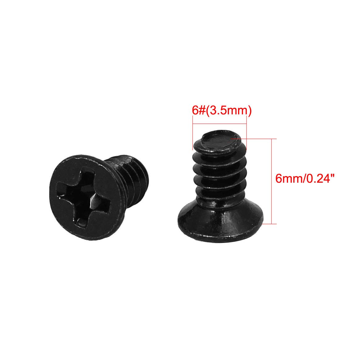 uxcell Computer PC Case 3.5" HDD 6#-32 Flat Phillips Head Hard Drive Screw Black 200pcs