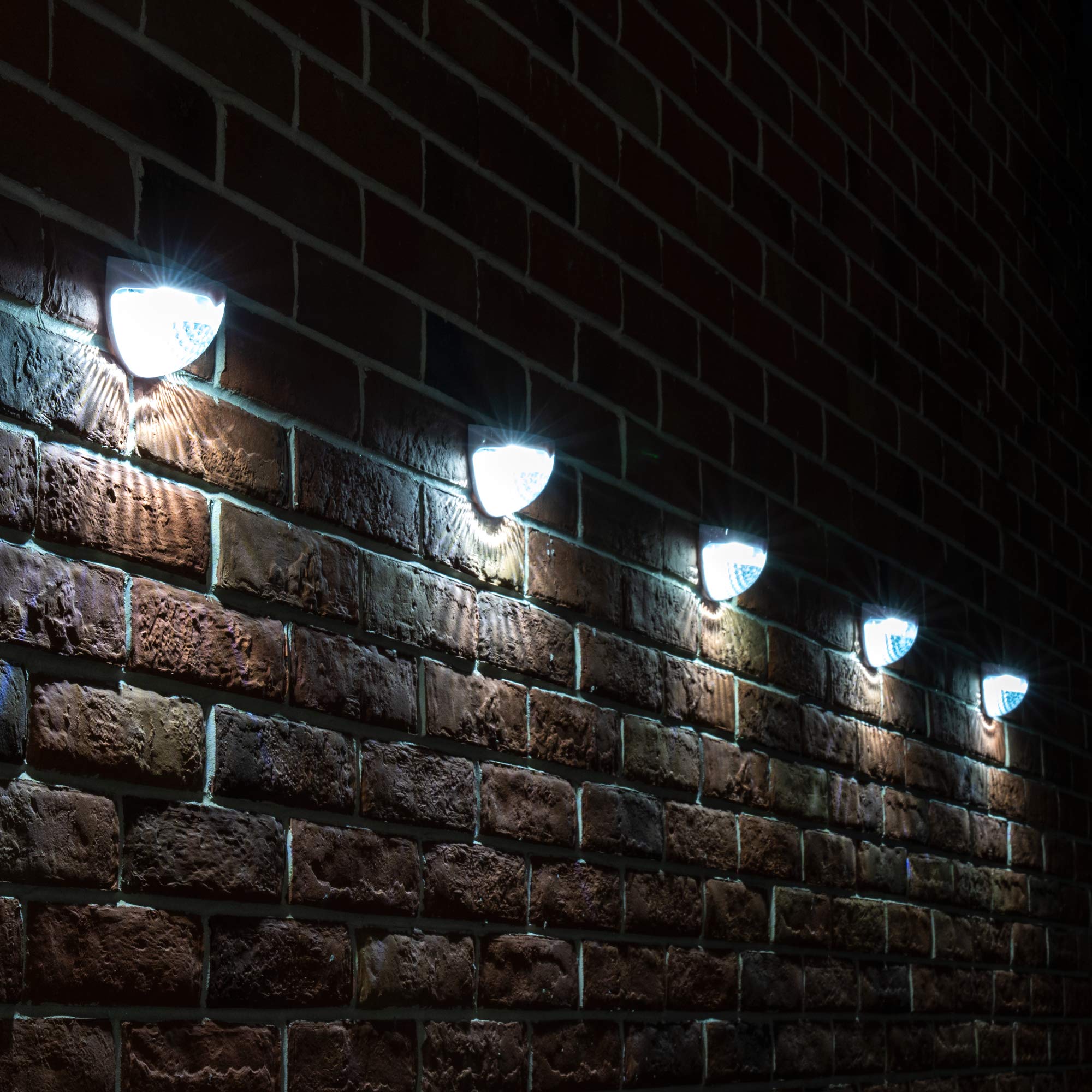 GIGALUMI 4 Pack Solar Fence Lights, Deck Lights Solar Powered Outdoor Waterproof Fence Lighting for Fence Deck Step Stair Post Wall (White)