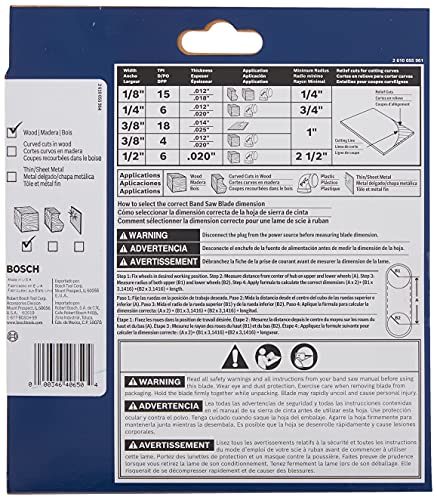 BOSCH BS5618-6W 56-1/8 In. 6 TPI General Purpose Stationary Band Saw Blade Ideal for General Purpose Applications in Wood