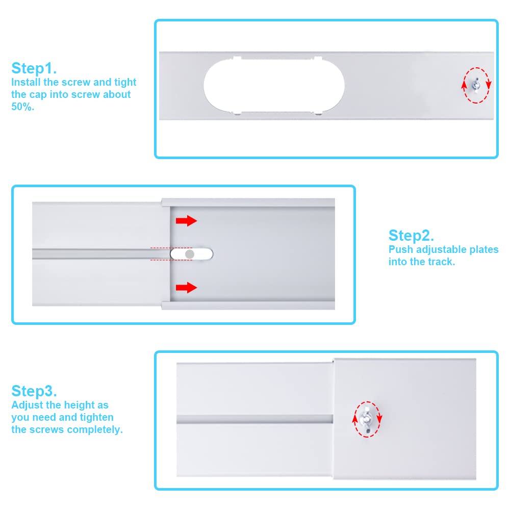 Portable Air Conditioner Window Kit, Adjustable Window Vent Kit Seal Plates with 5.9” Exhaust Hose Duck Coupler for A/C Replacement Window Sliding Set