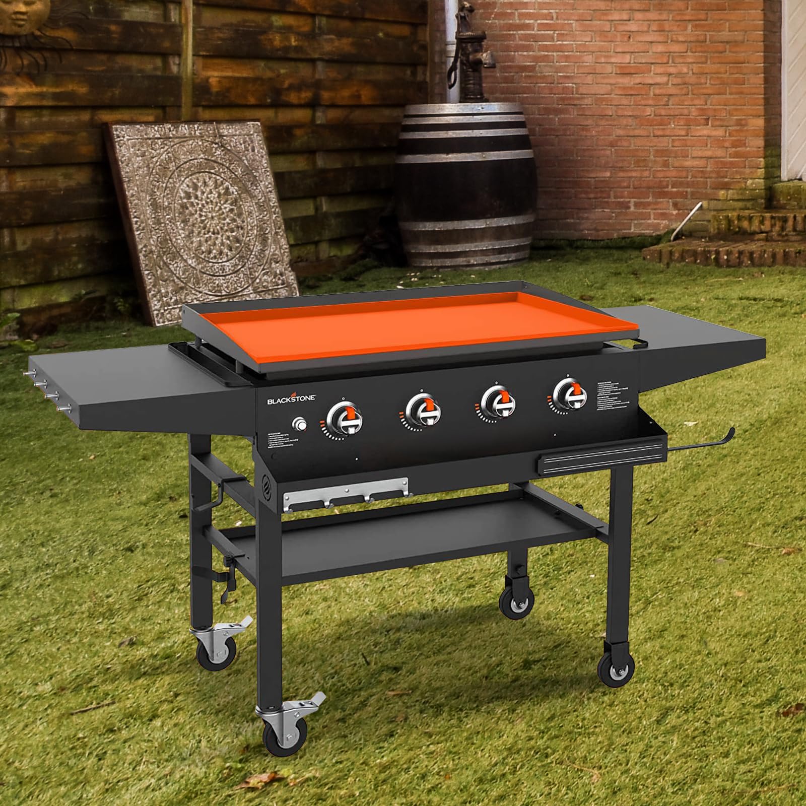 AJinTeby 28" Griddle Mat Silicone Protective Cover for Blackstone Griddle, Magnetic Protective Cover Mats Outdoor/Indoor Food-Grade Silicone Mat Safe BBQ,Orange