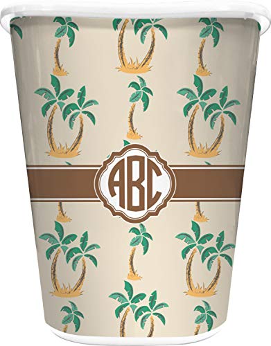 RNK Shops Palm Trees Waste Basket - Double Sided (White) (Personalized)