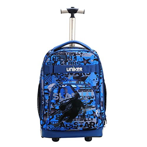UNIKER Rolling Backpacks Football Pattern,Trolley School Bag with Pencil Case,Trip Luggage,Wheeled Suitcase with Two Wheels,Rolling Backpack Set